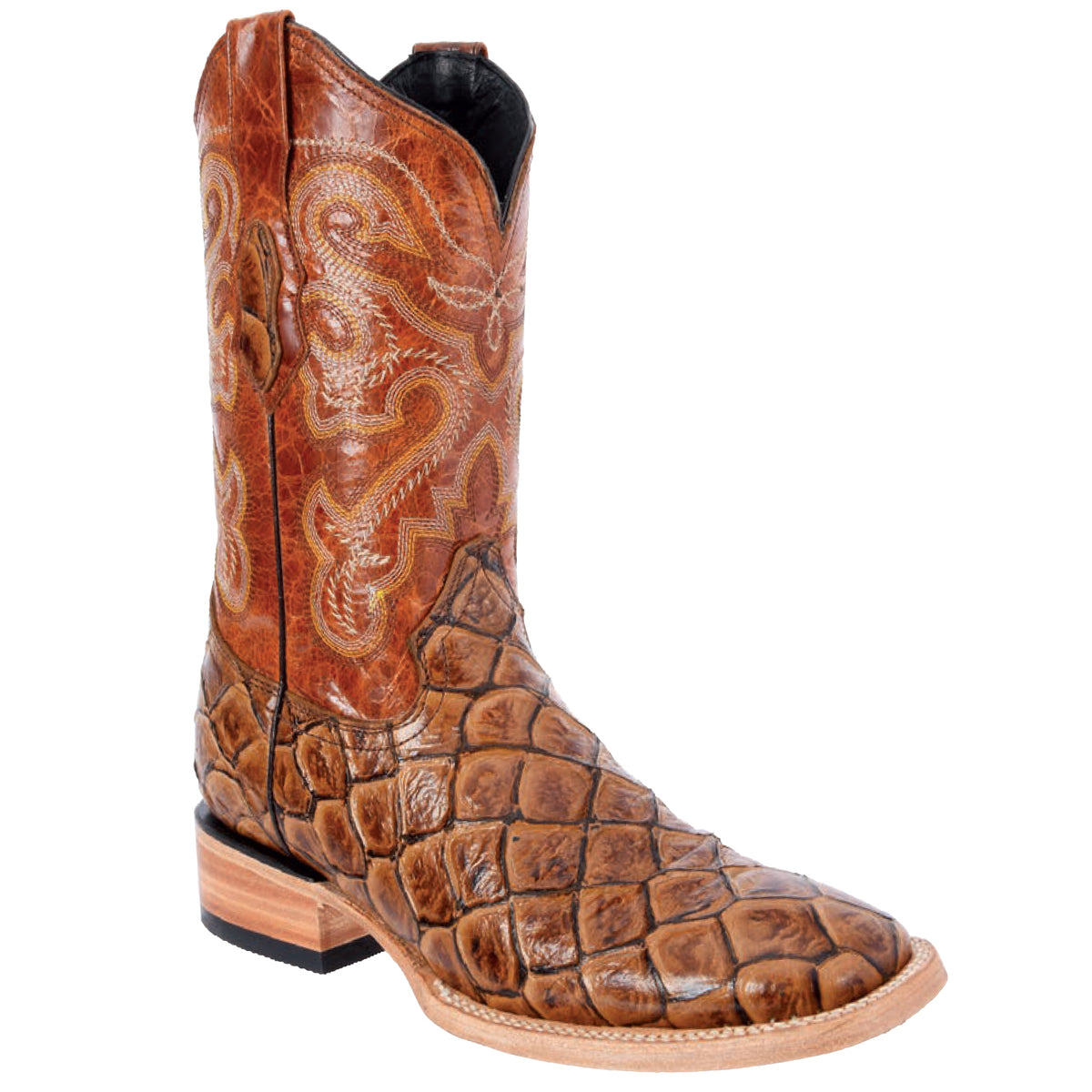 Fish Print Boots | White Diamonds Boots Square Toe
