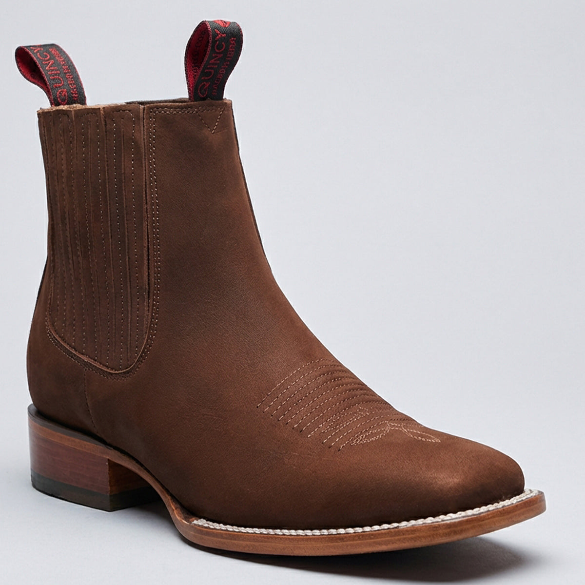 Men's Nubuck Brown Chelsea Boots Square Toe