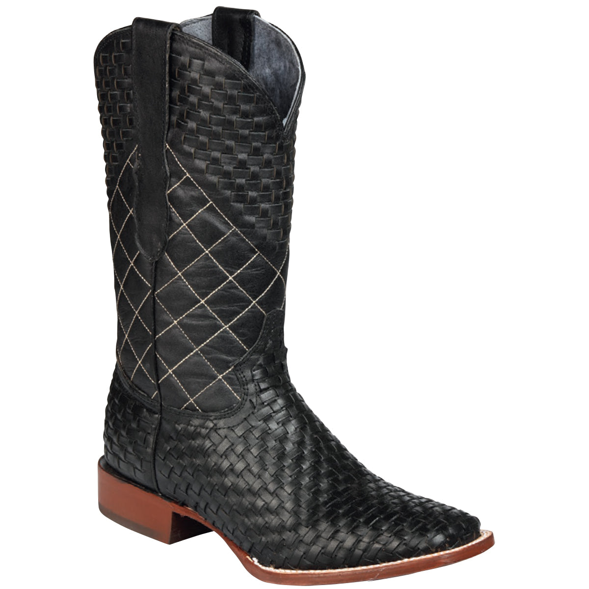 Black Petatillo Square Toe Cowboy Boots | El General Boots