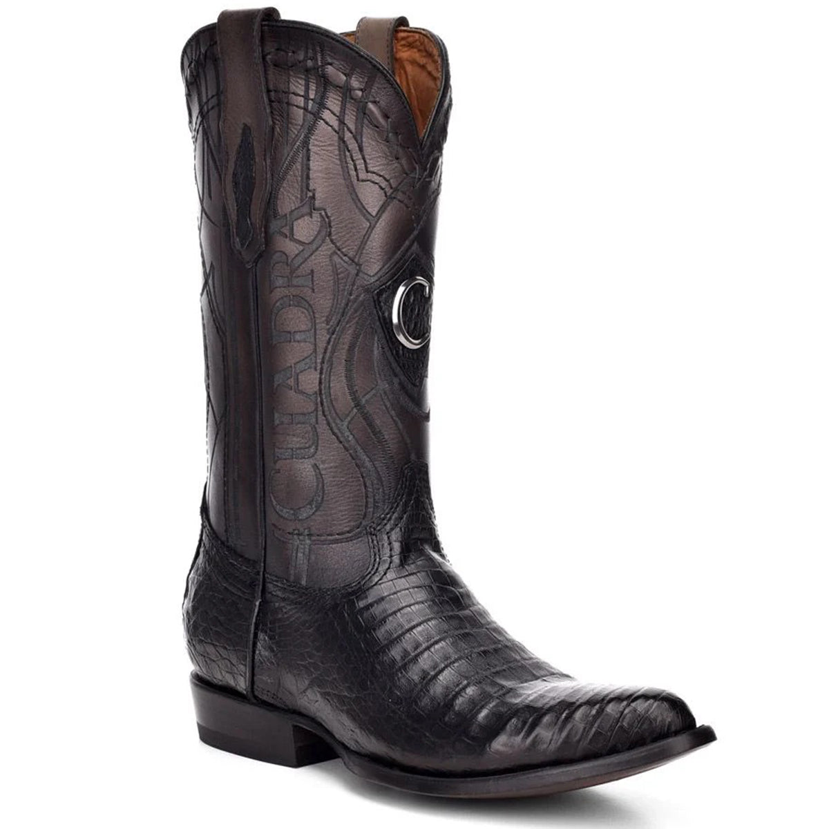Men's Black Caiman Boots R-Toe | Cuadra Boots