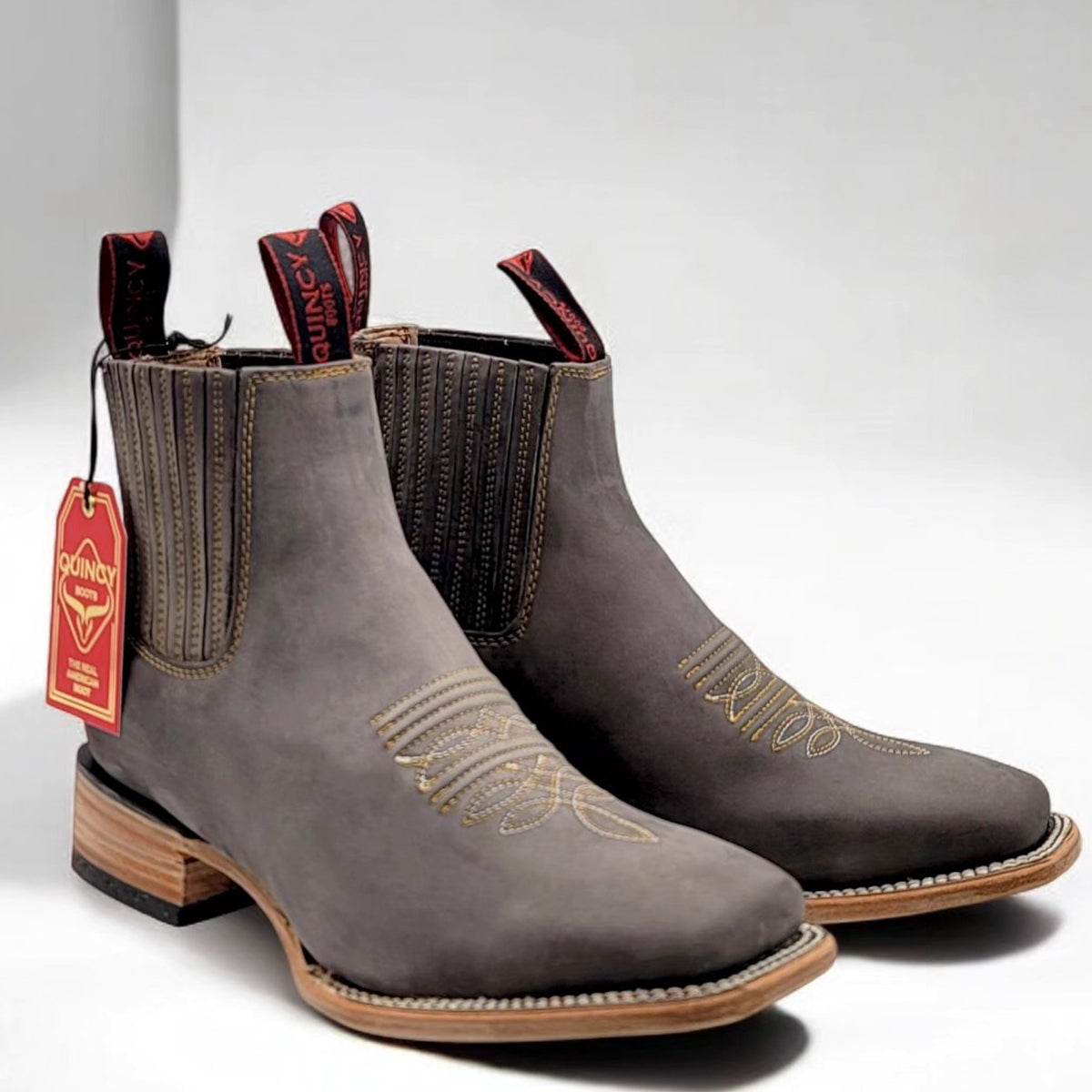Mens Grey Short Cowboy Boots | Square Toe Boots