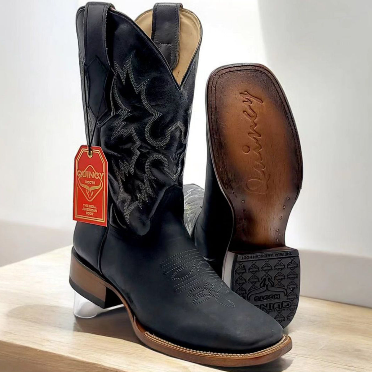 Mens Black Square Toe Boots | Authentic Cowboy Boots