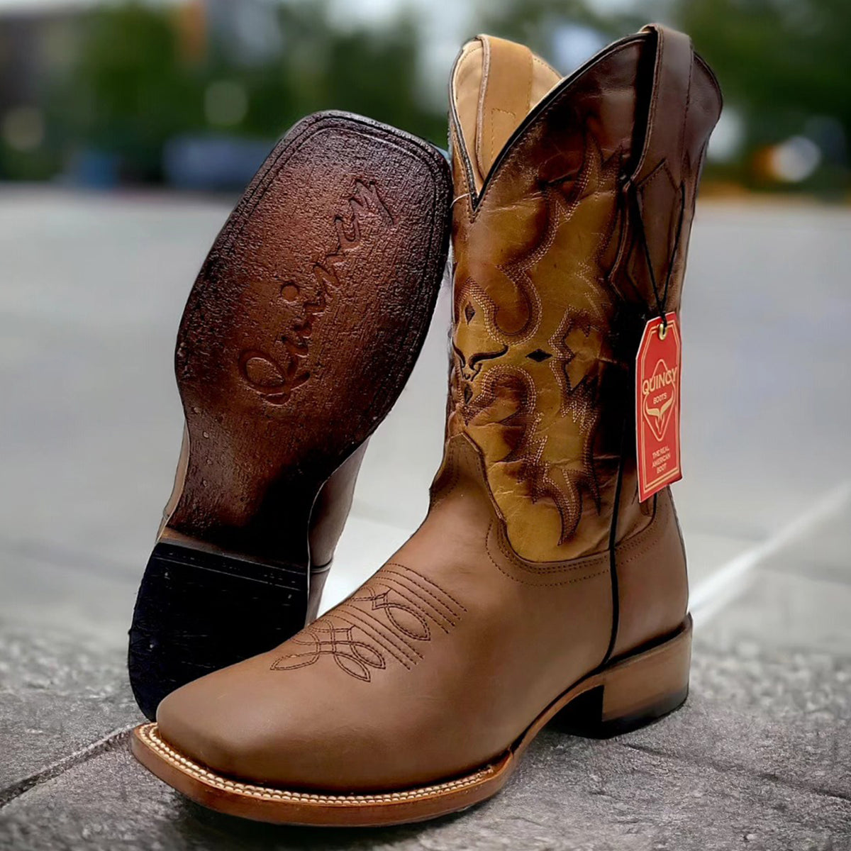 Mens Brown Square Toe Boots - Authentic Cowboy Boots
