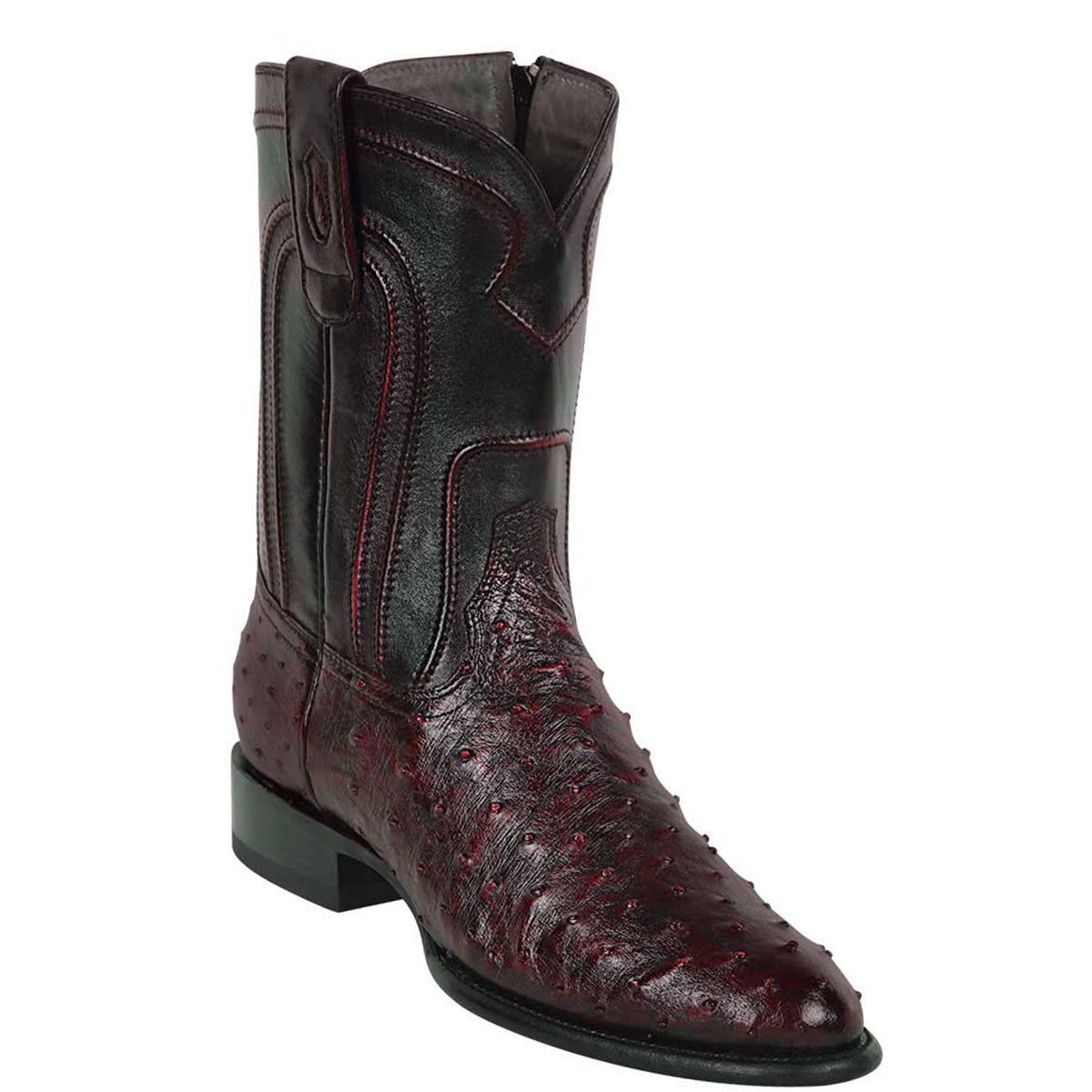 Black Cherry Roper Ostrich Boots