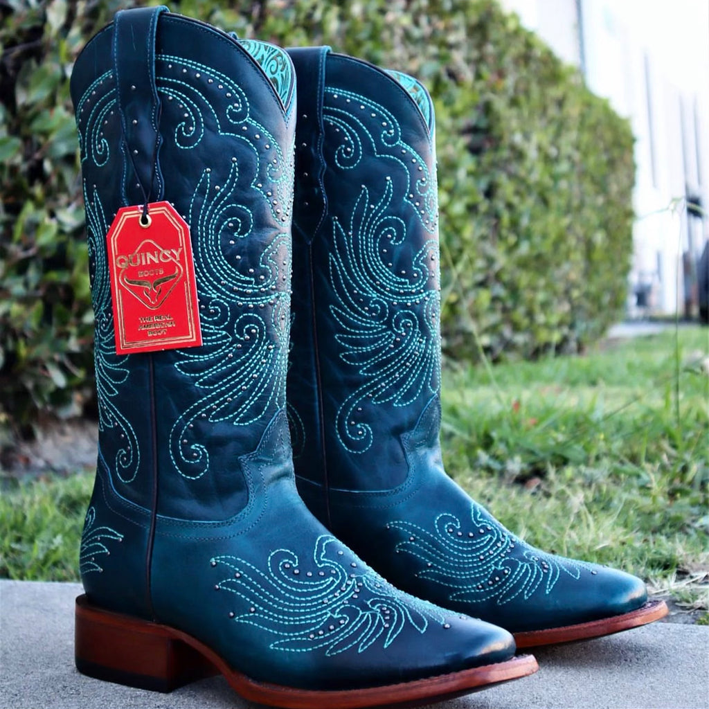 Quincy Botas Vaqueras Azules Para Mujer – VAQUERO BOOTS