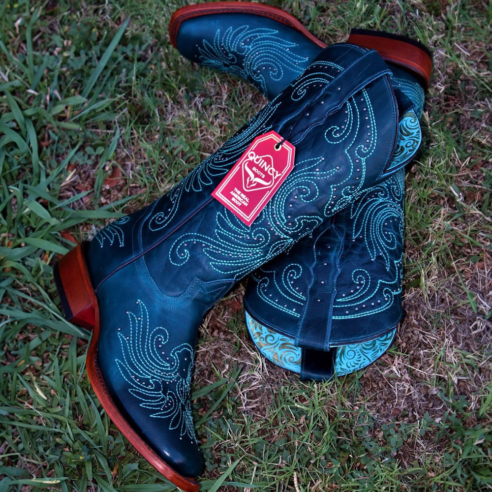 Blue Cowgirl Boots | Quincy Boots Square Toe