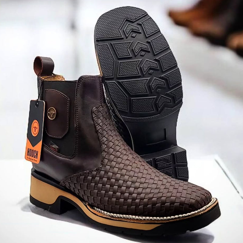 Men's Braided Chelsea Boots | Hooch Boots Square Toe