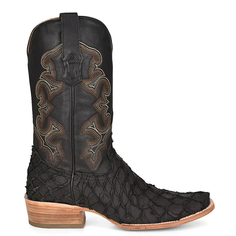Black Pirarucu Boots | Corral Boots Square Toe