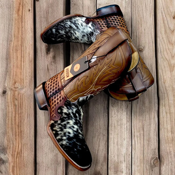 Hair On Hide Cowboy Boots | Hooch Boots Square Toe