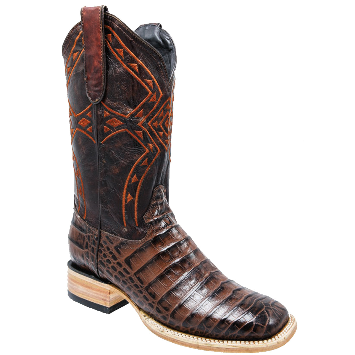 Mens Brown Crocodile Print Boots | White Diamonds Boots