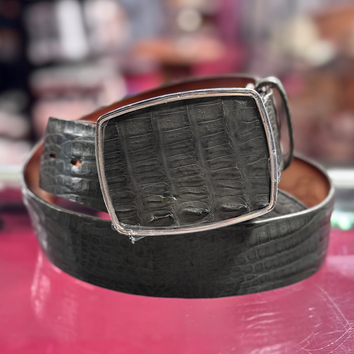 Grey Caiman Belt | Authentic