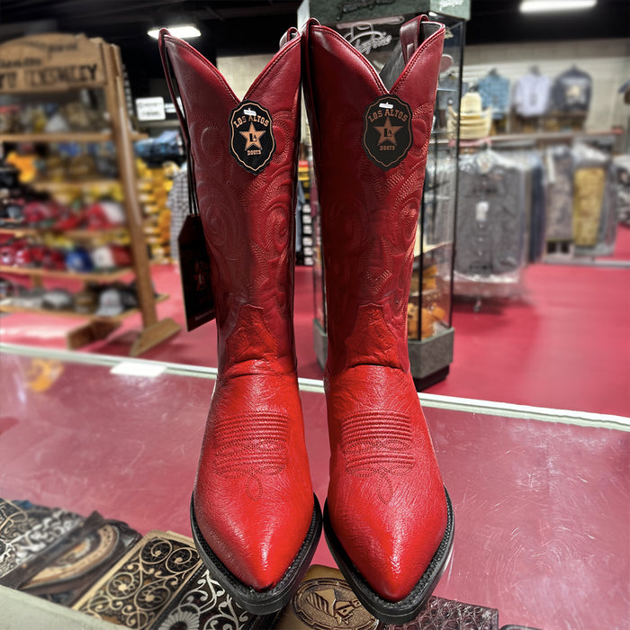Red Ostrich Boots | Los Altos Boots