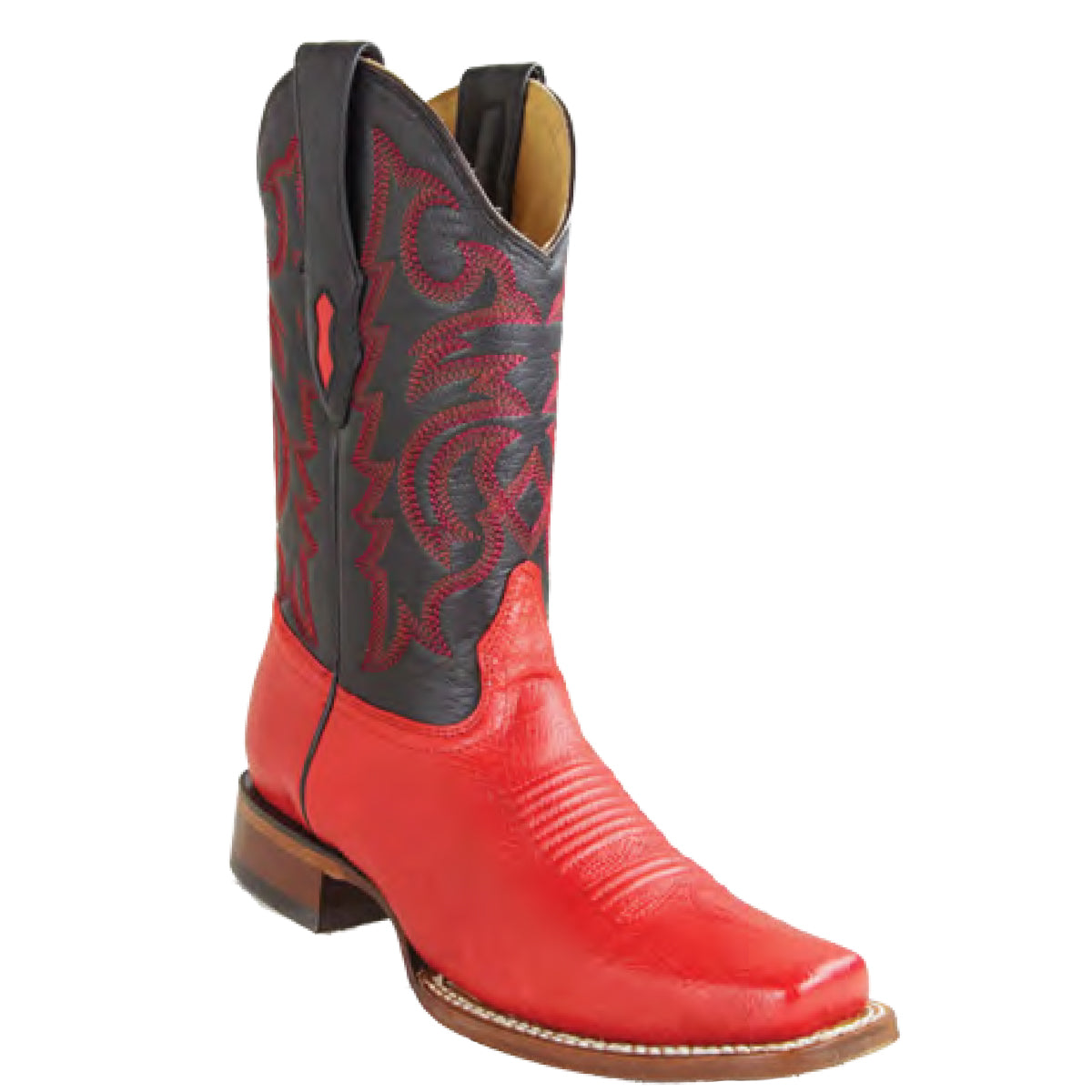 Red Square Toe Boot Smooth Ostrich | Los Altos Boots