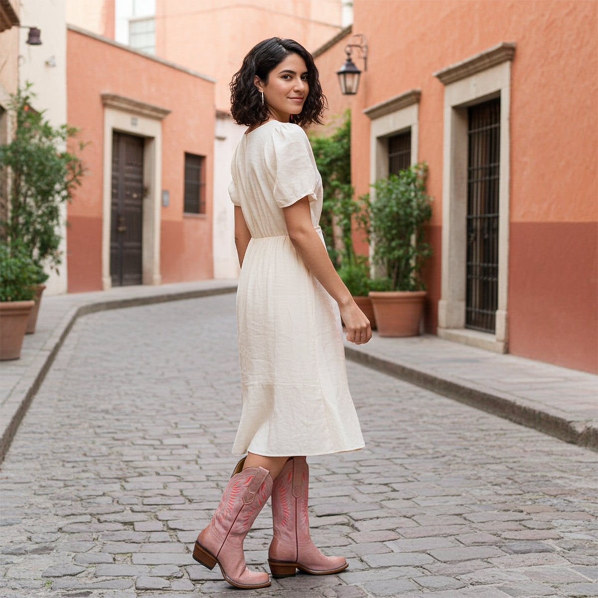 Vintage Pink Women's Cowboy Boots | Genuine Leather