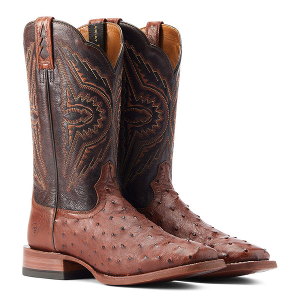 Mens Ariat Ostrich Boots Broncy Cinnamon Square Toe