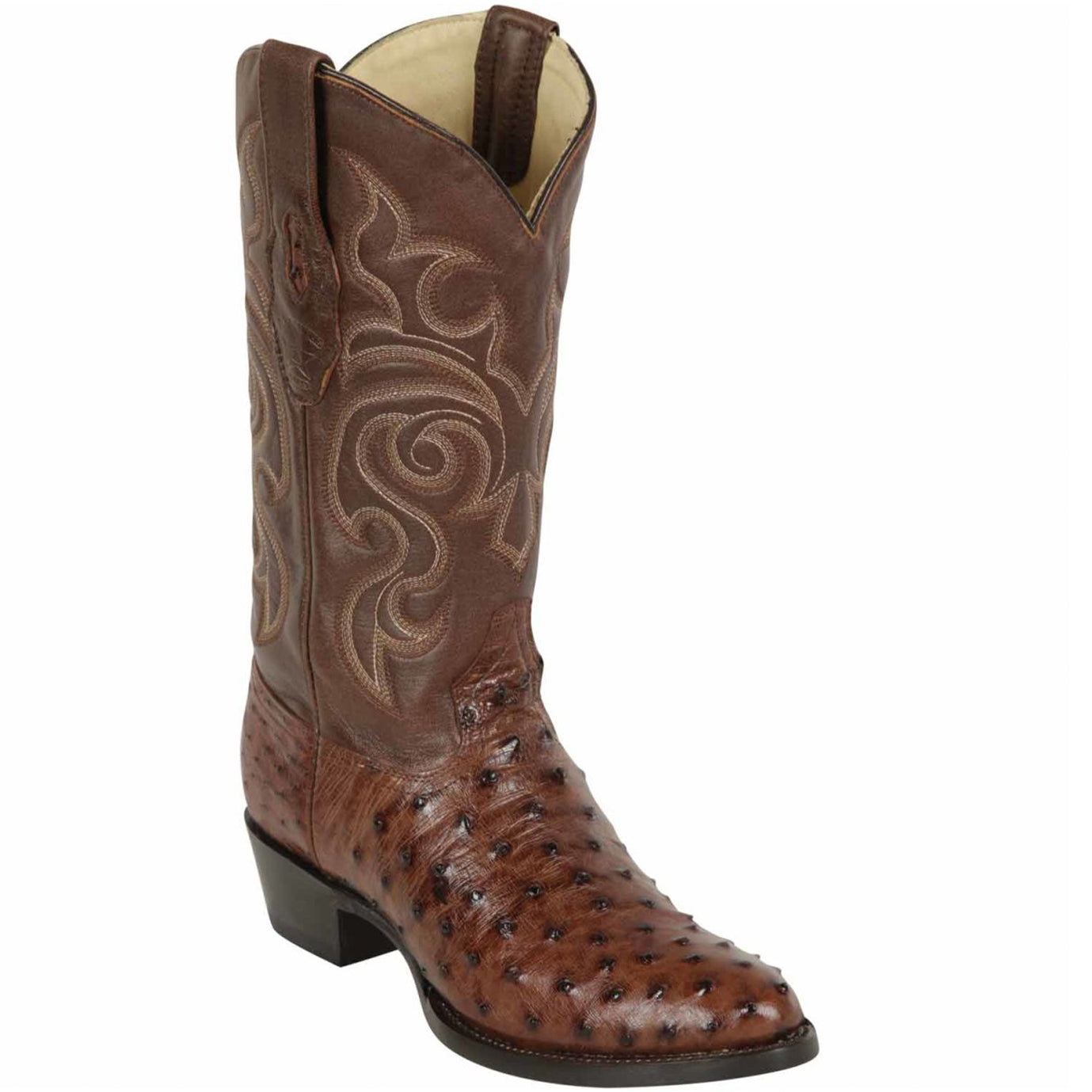 Brown Ostrich Boots R-Toe | Los Altos Boots