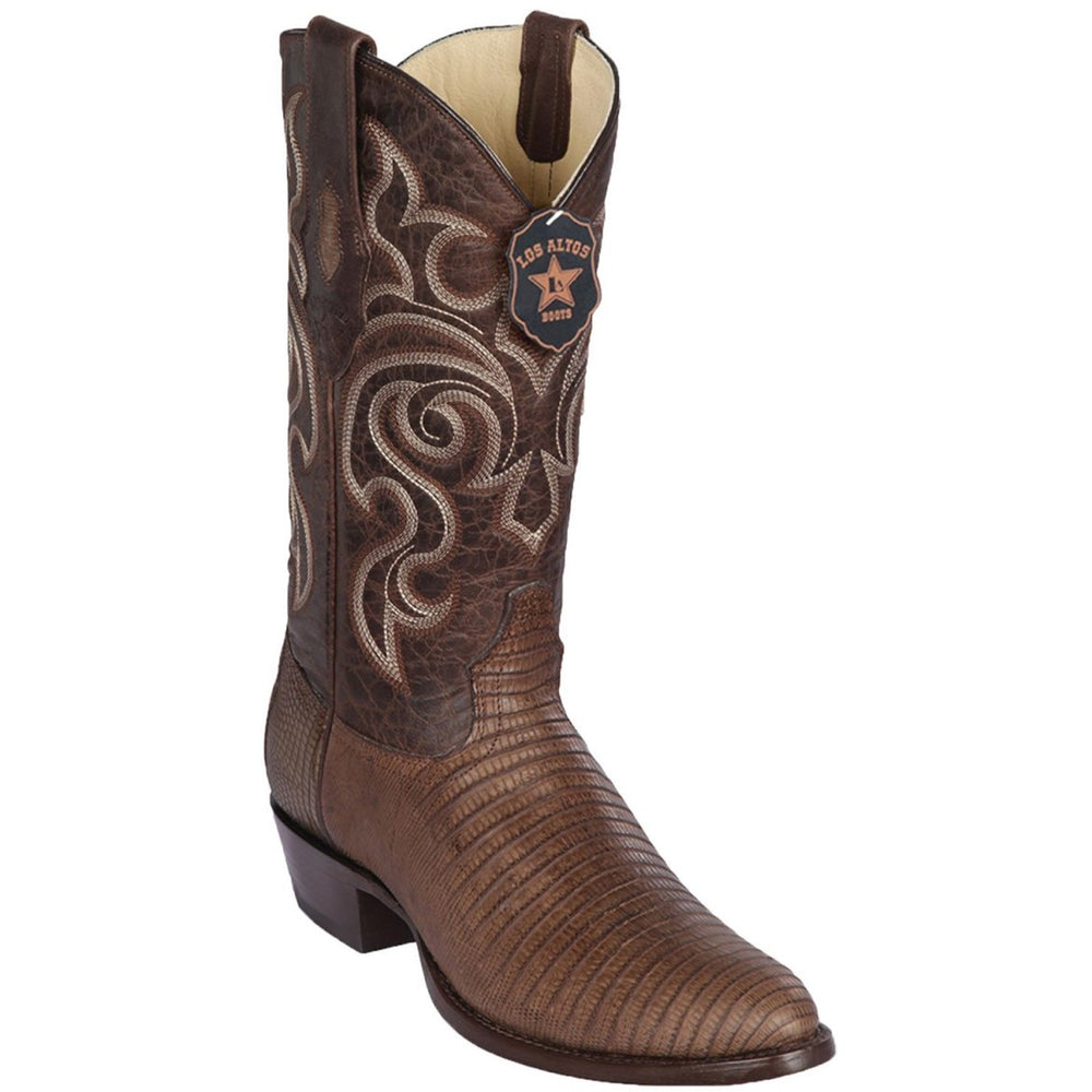 Brown Lizard Cowboy Boots R-Toe | Rustic Vintage Look