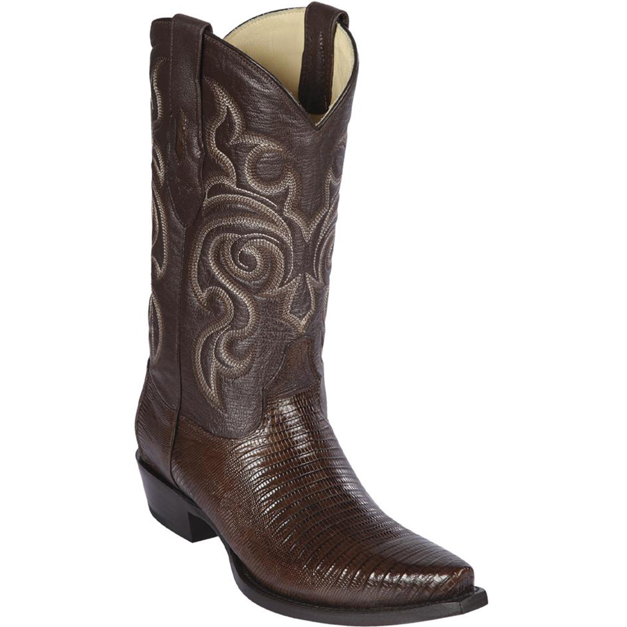 Mens Brown Lizard Cowboy Boots - Snip Toe
