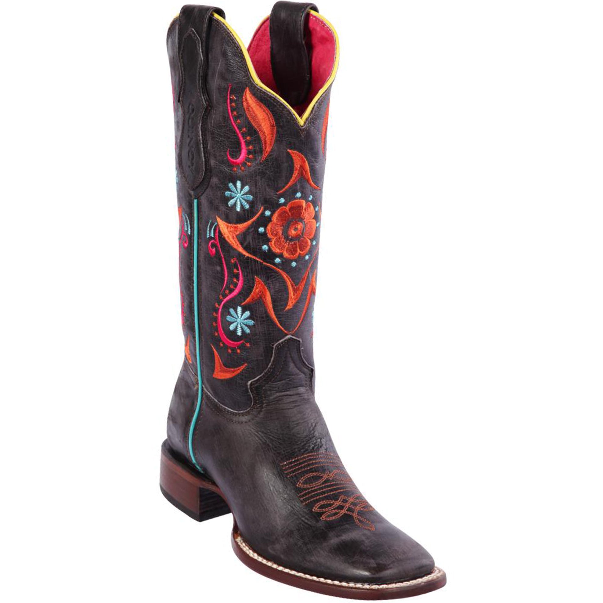 Flower Volcano Square Toe Cowgirl Boots | Quincy Boots